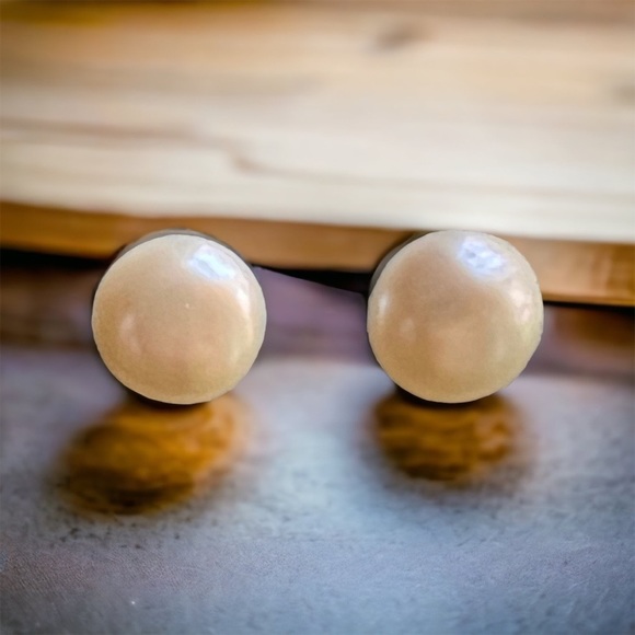 Jewelry | Genuine Pearl 91 Mm Set In Sterling Freshwater Button White ...